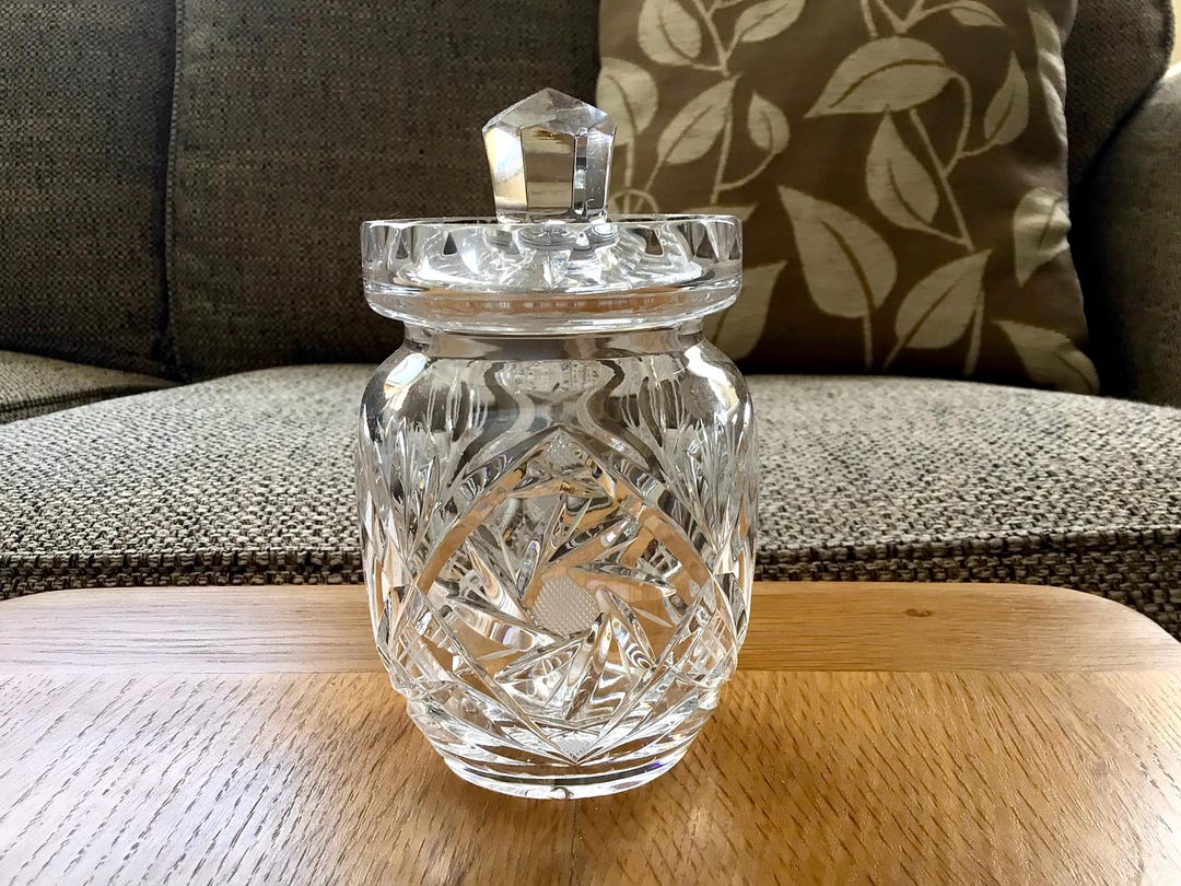Crystal Jam Pot, Lidded Glass Marmalade Jar, Crystal Conserve Pot ...