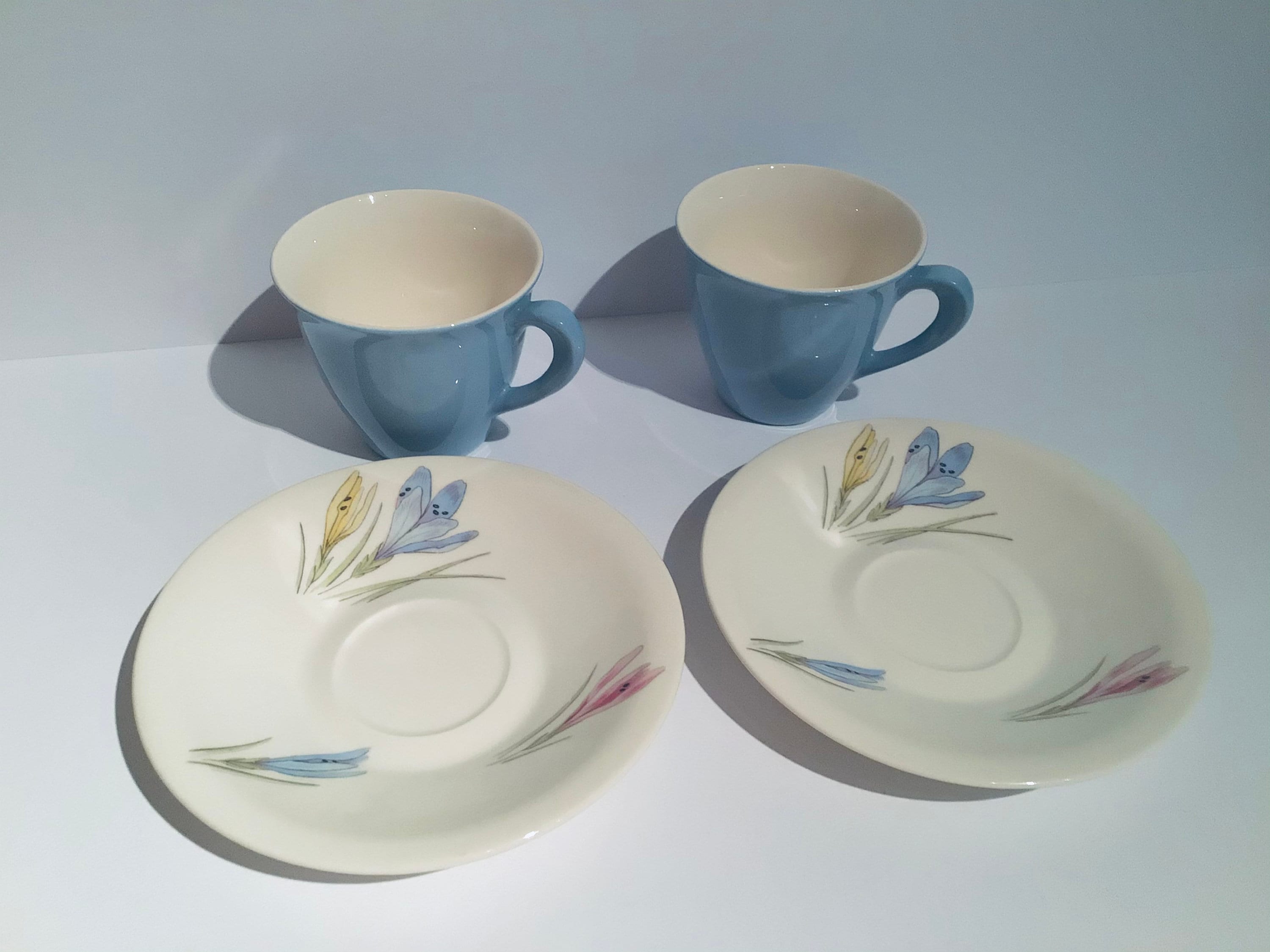 Pair of Figgjo Flint Crocus coffee cups two blue and white | Etsy