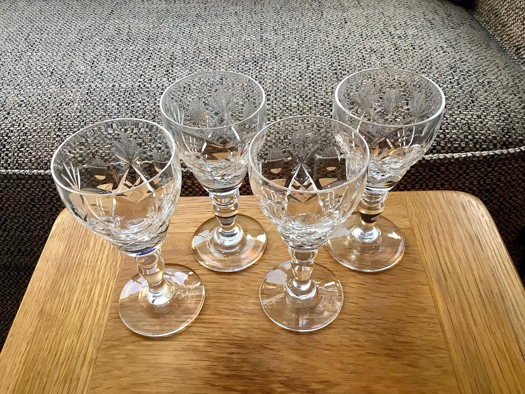 Set of 4 Crystal Sherry Glasses, Royal Brierley Crystal Port or Madeira ...