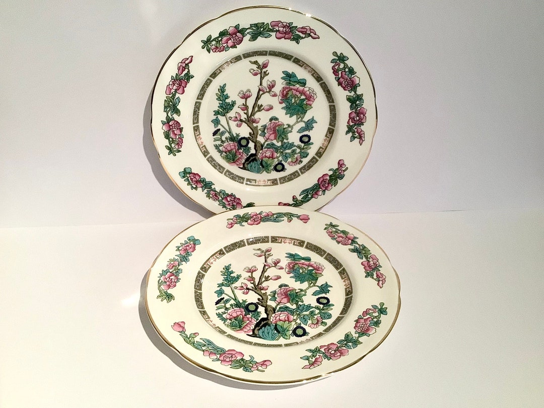 2 Bone China Indian Tree 7 Inch Plates, Regency Indian Tree Pink Bone ...