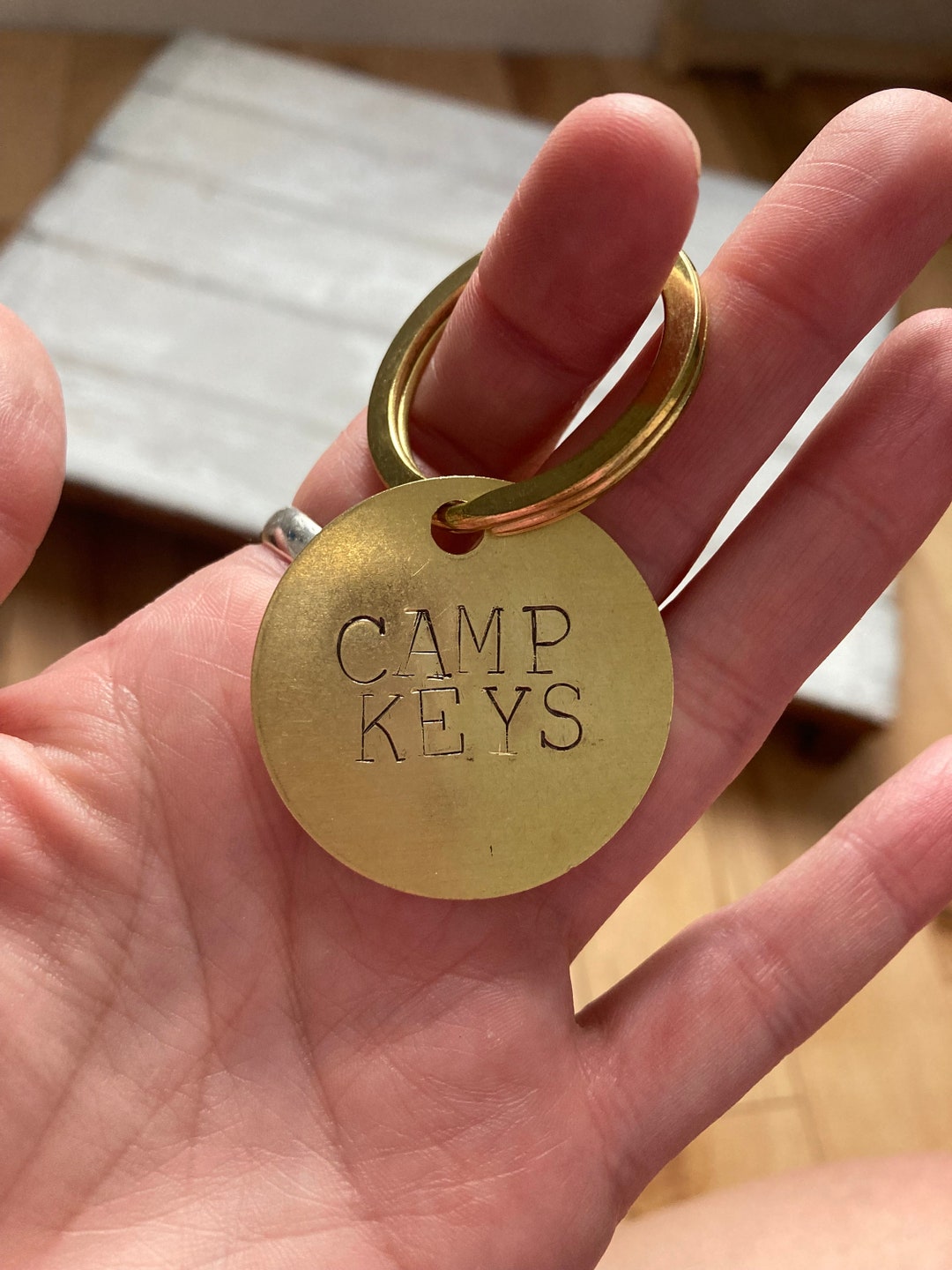 CAMP KEYS Hand Hammered Keychain With Large Brass Keyring and Large ...