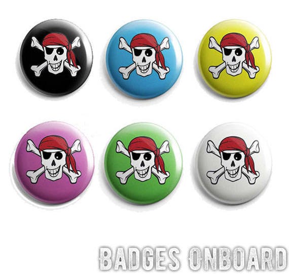 6 X Pirate Badges Pirate Party Badges Pirate Badge Skull - Etsy