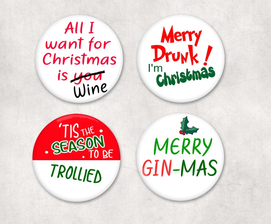4 X Christmas Drinking Badges 2 Sizes Available Christmas - Etsy UK