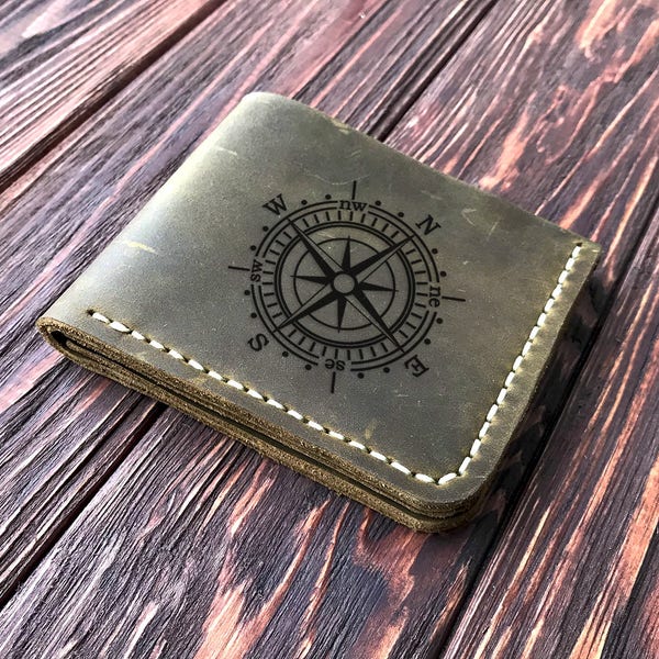 Compass Wallet - Etsy