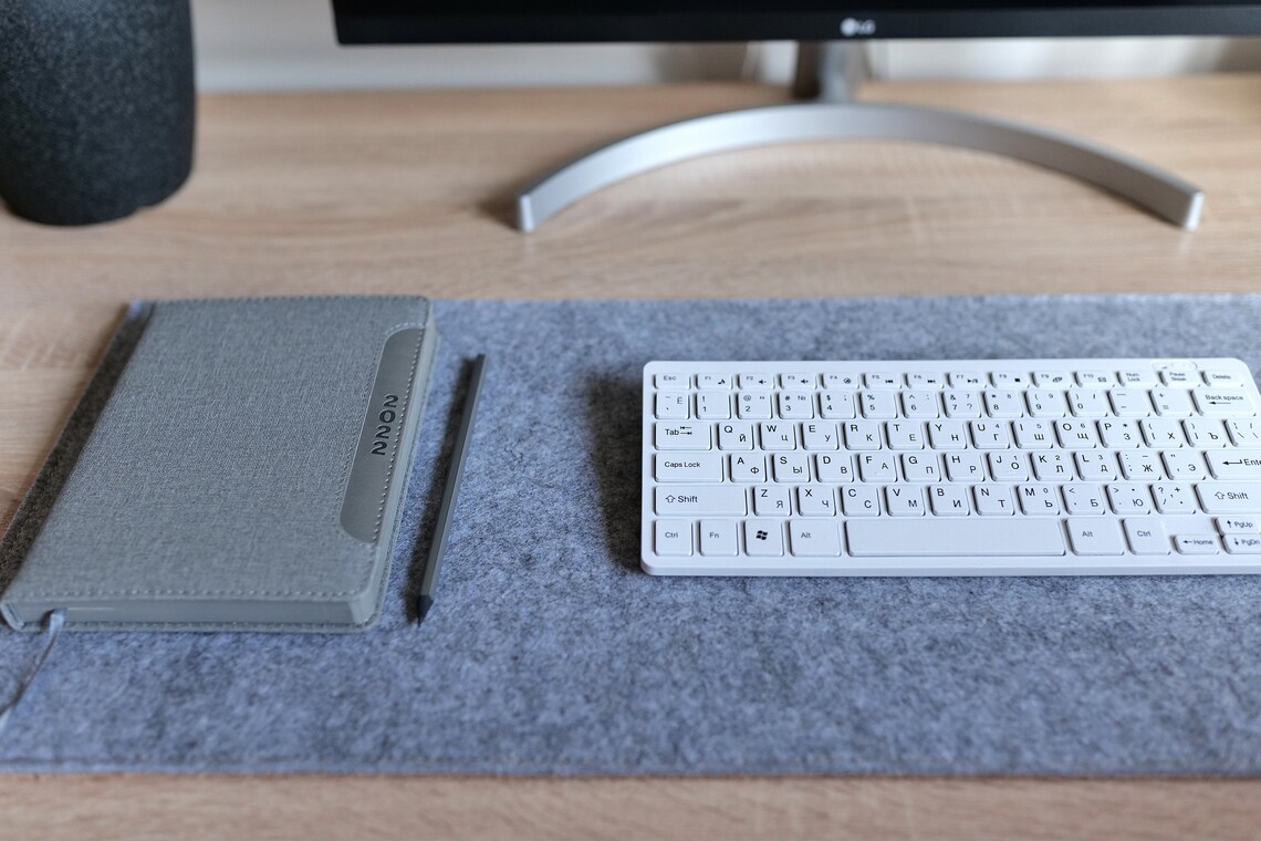 Felt Desk Mat Light Grey Home Office Natural Wool Desk Pad - Etsy