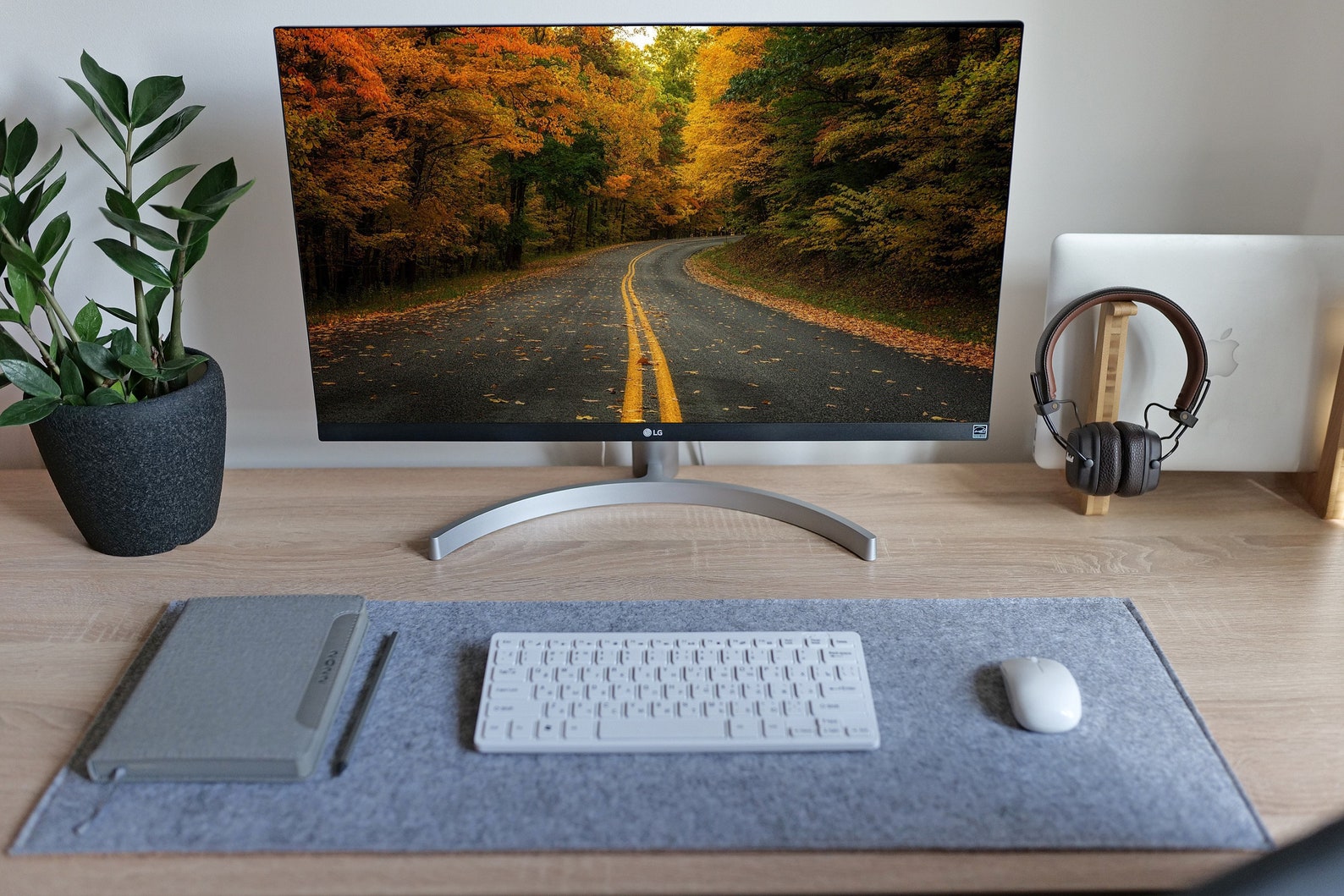 Felt Desk Mat Light Grey Home Office Natural Wool Desk Pad - Etsy