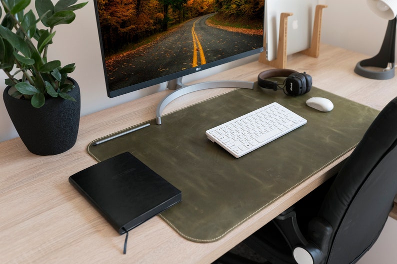Extra Large Desk Mat Leather Home Office Desk Mat Personalized - Etsy