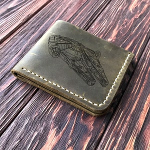 Star Wars MILLENNIUM FALCON Wallet Personalized Mens Wallet Engraved ...