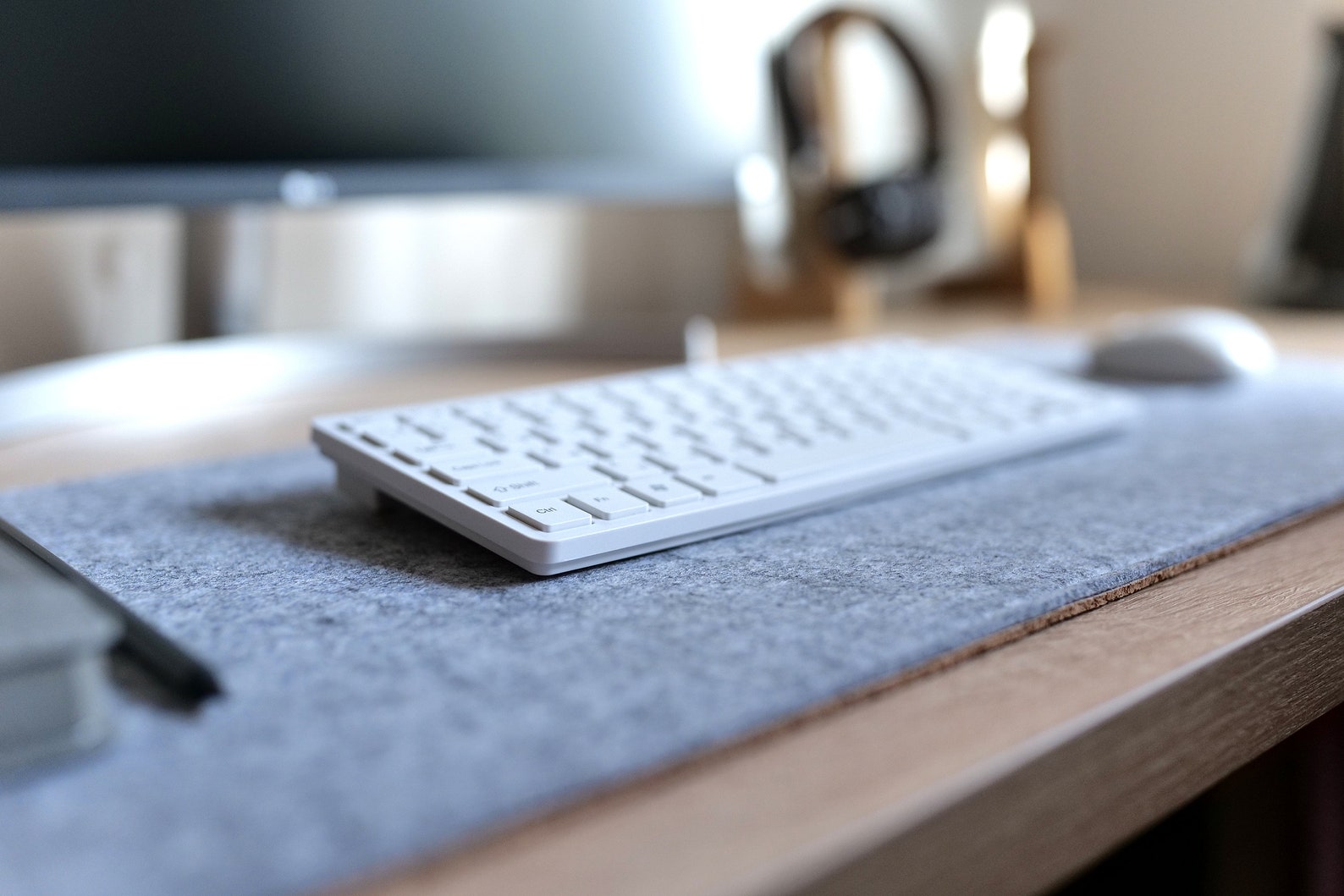 Felt Desk Mat Light Grey Home Office Natural Wool Desk Pad - Etsy