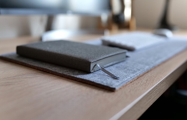 Felt Desk Mat Light Grey Home Office Natural Wool Desk Pad - Etsy