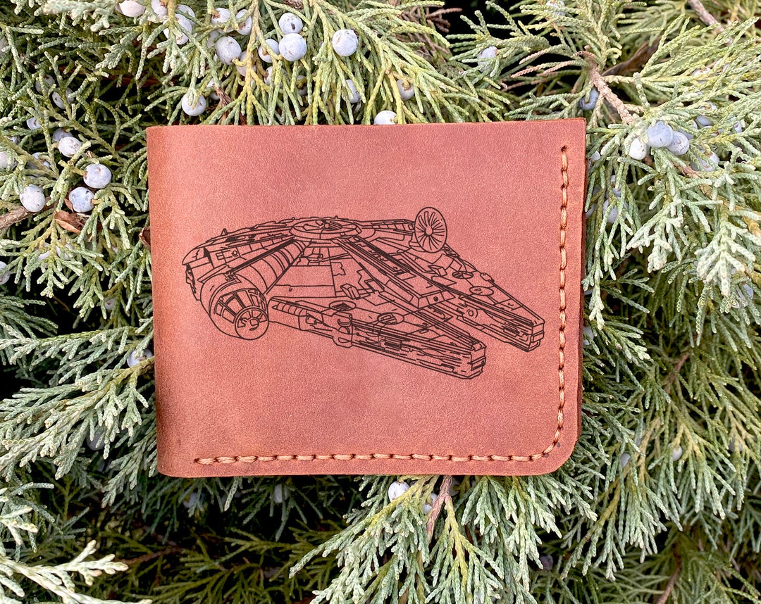 Star Wars MILLENNIUM FALCON Wallet Personalized Mens Wallet Engraved ...