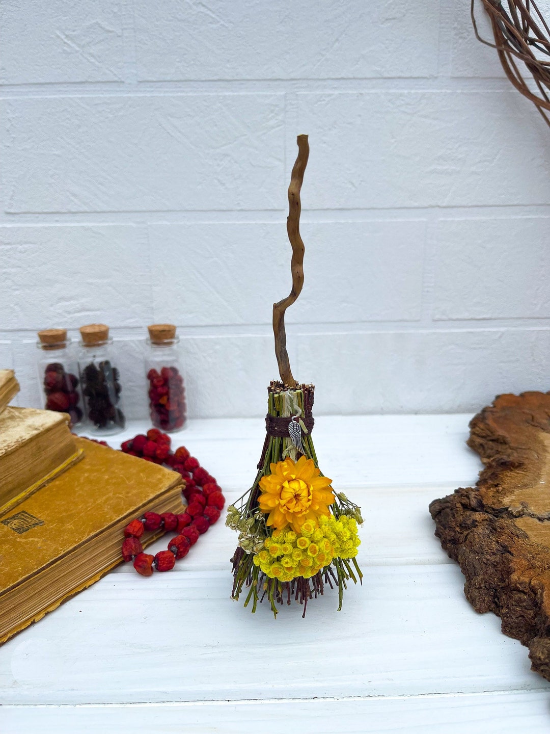 Mini Birch Branch Mini Witches Broom, Birch Broom Decorated With ...