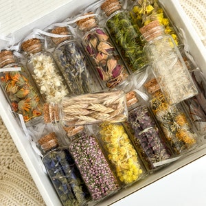 Real Dried Flowers in Glass Bottles, Wedding Favors, Mini Bottle With ...