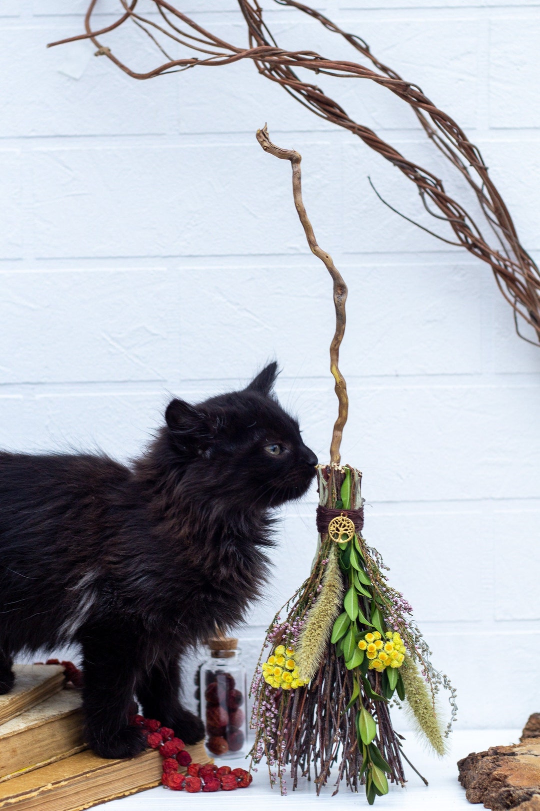 Home Blessing Protection Besom, Witch's Broom, Birch Broom Decorated ...