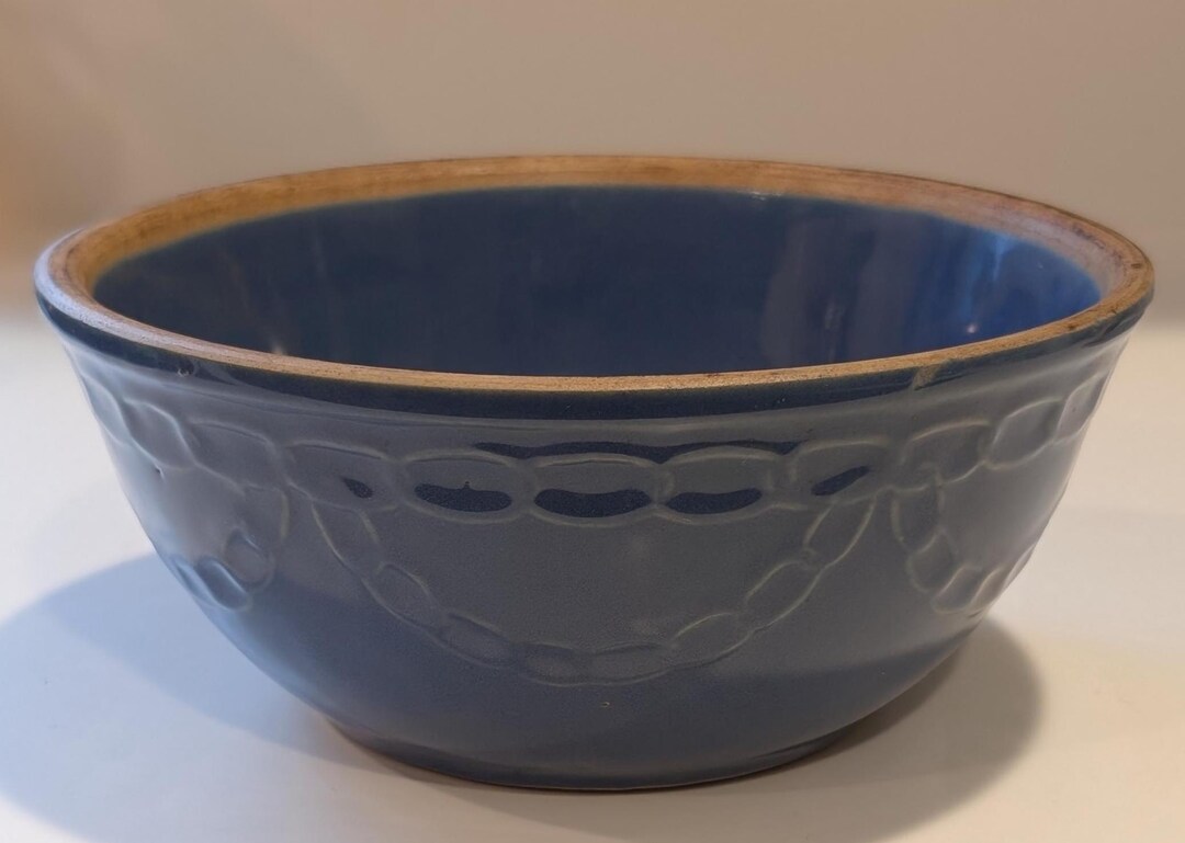 Antique Monmouth Salt Glazed Pottery Mixing Bowl With Chain Pattern. - Etsy
