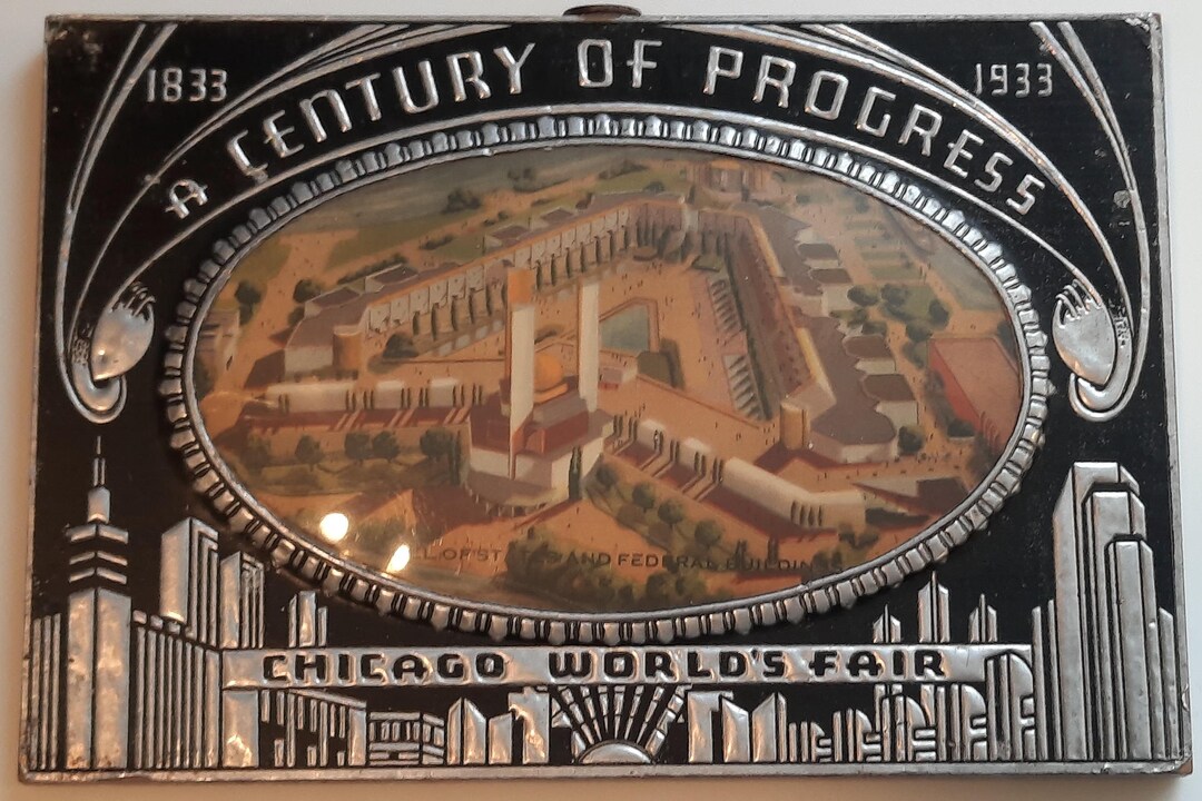 1933 Chicago Worlds Fair Foil Covered Wooden Plaque 5" X 7" - Etsy