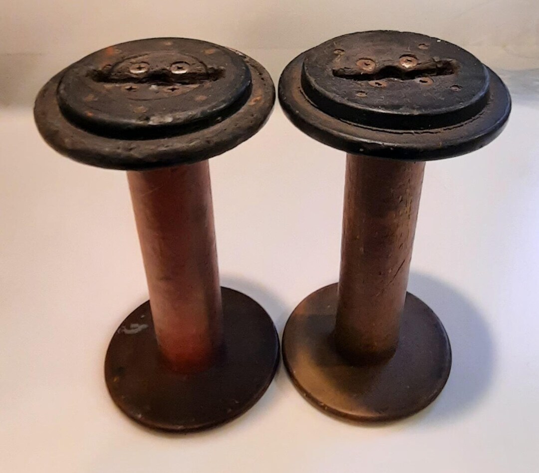 2 Large Antique Industrial Wooden Spools - Etsy