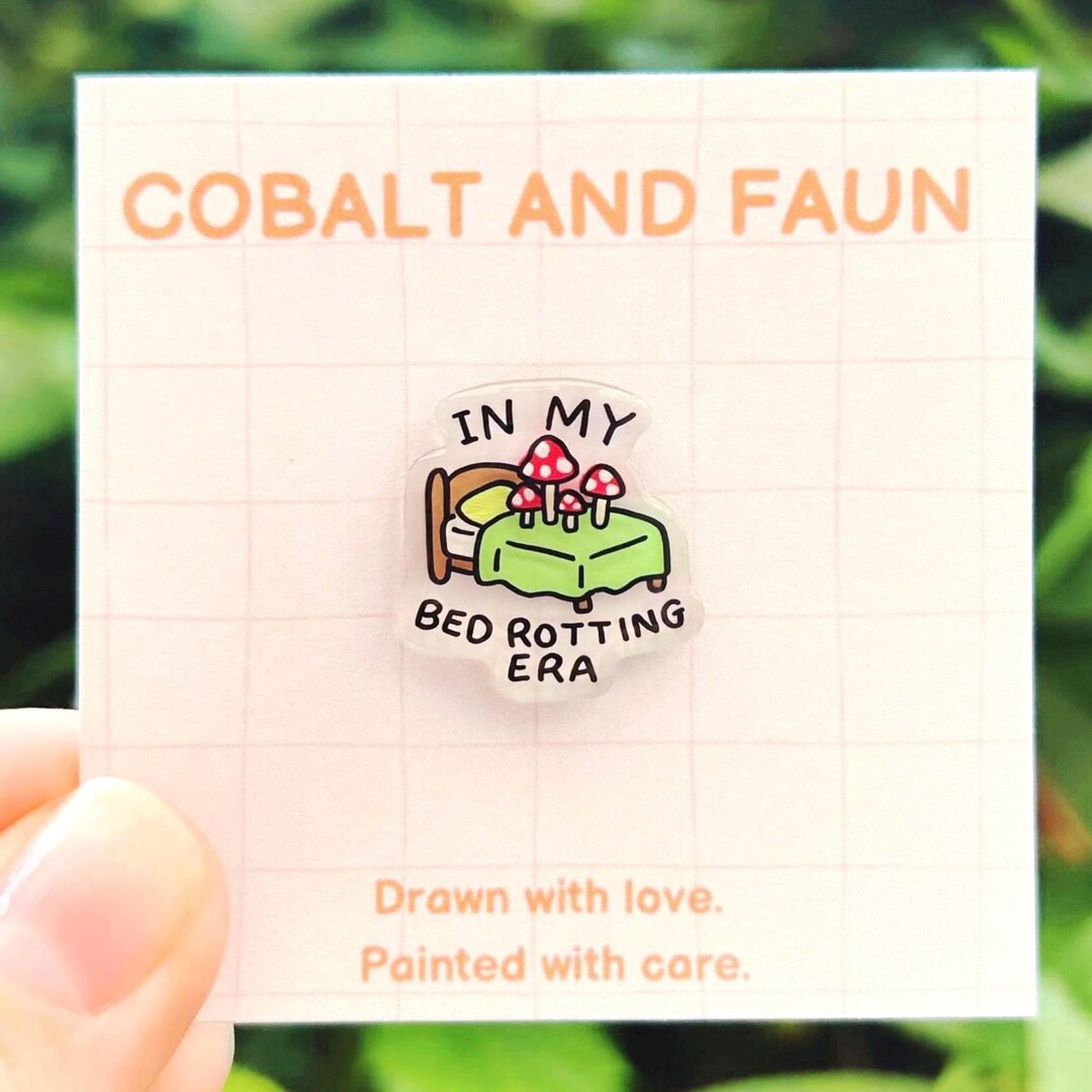 Hand Drawn Pin Bed Rotting Era – Mushroom Meme Cozy Burnout Badge - Etsy