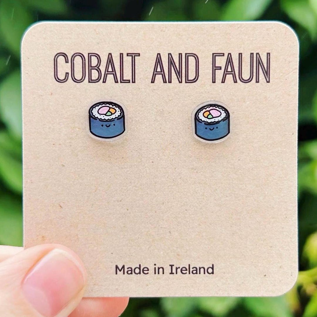 Hand Drawn Maki Sushi Earrings – Japanese Food Gift - Etsy