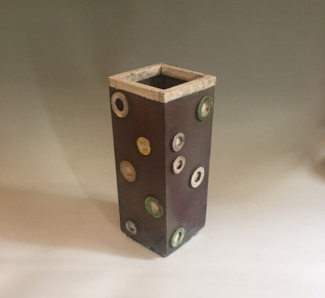 Hand Made Slab Built Raku Housewarming Wedding Vase With Rustic ...