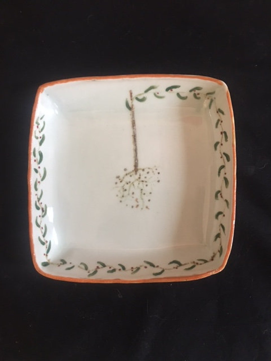Porcelain Hand Built Small Serving Plate Floral Decoration Rustic Edges ...