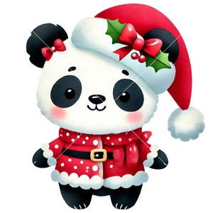 Christmas Panda Clipart, Transparent PNG, Commercial Use Included ...