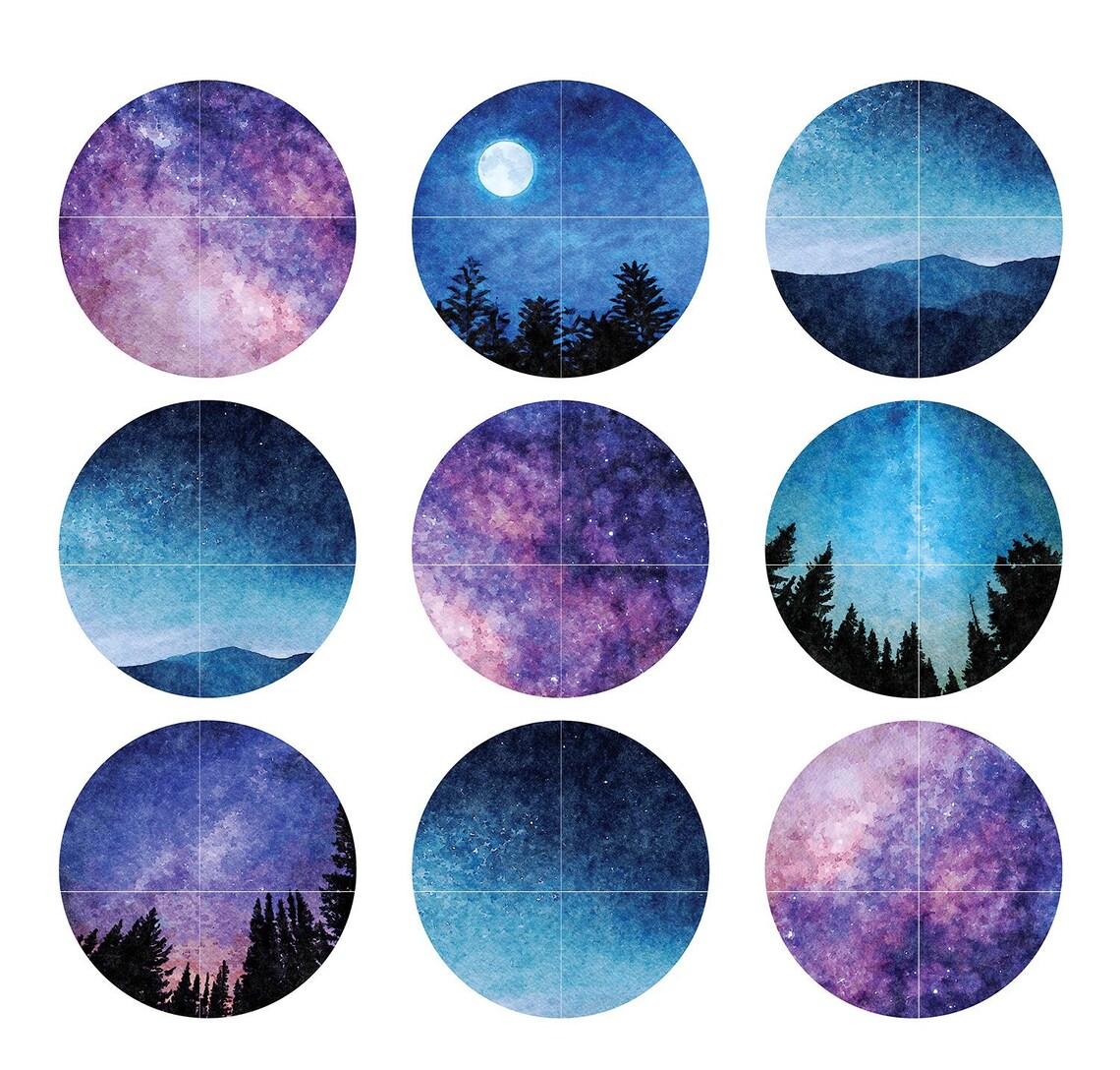 Night Sky Watercolor Clipart Download Commercial Use - Etsy