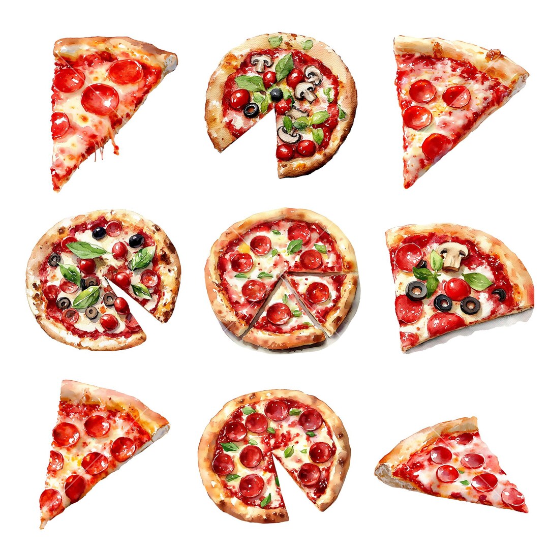 Pizza Watercolor Clipart, Transparent PNG, Commercial Use Included ...