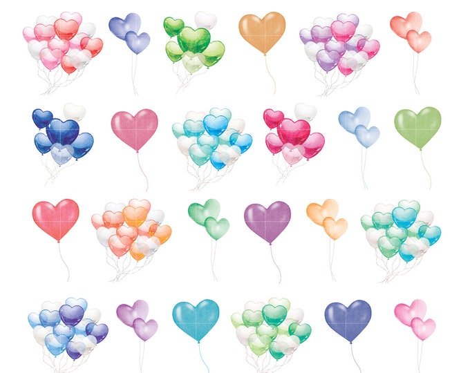 Rainbow Heart Balloon Watercolor Clipart Download Commercial Use - Etsy