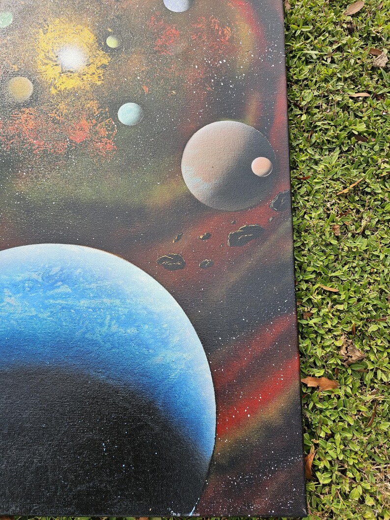 HUGE Asteroids and Planets Spray Paint Space Painting 24X30 - Etsy