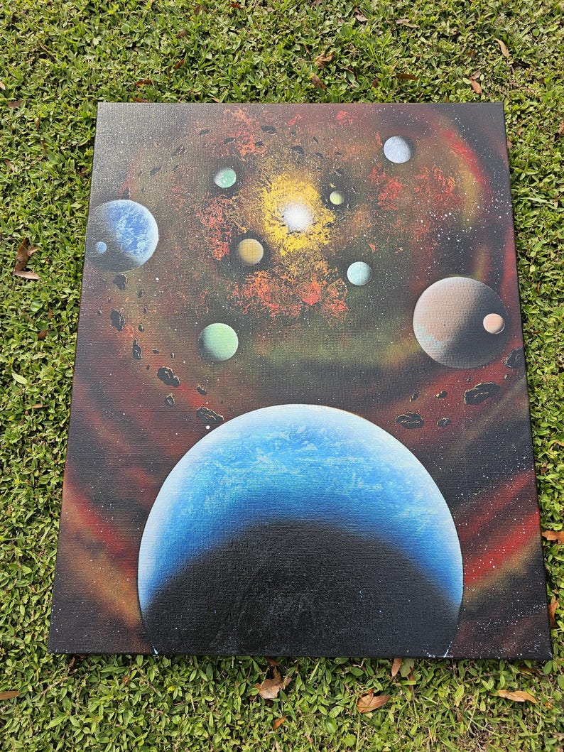 HUGE Asteroids and Planets Spray Paint Space Painting 24X30 - Etsy