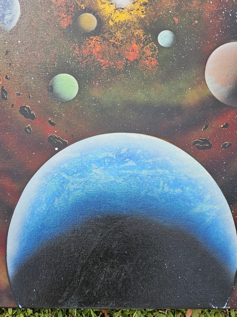 HUGE Asteroids and Planets Spray Paint Space Painting 24X30 - Etsy