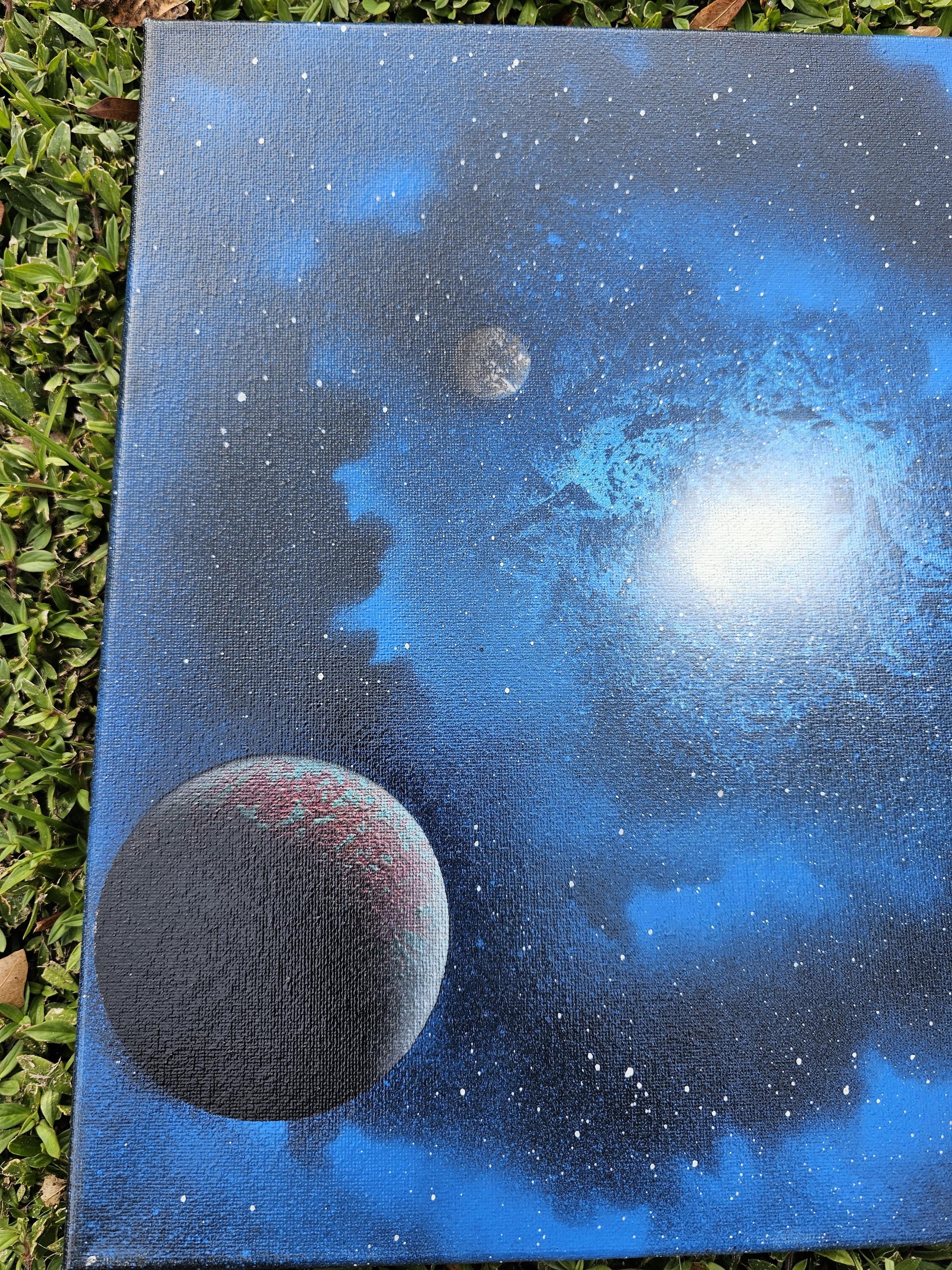 Blue Nebula Original Spray Paint Space Art on Canvas - Etsy