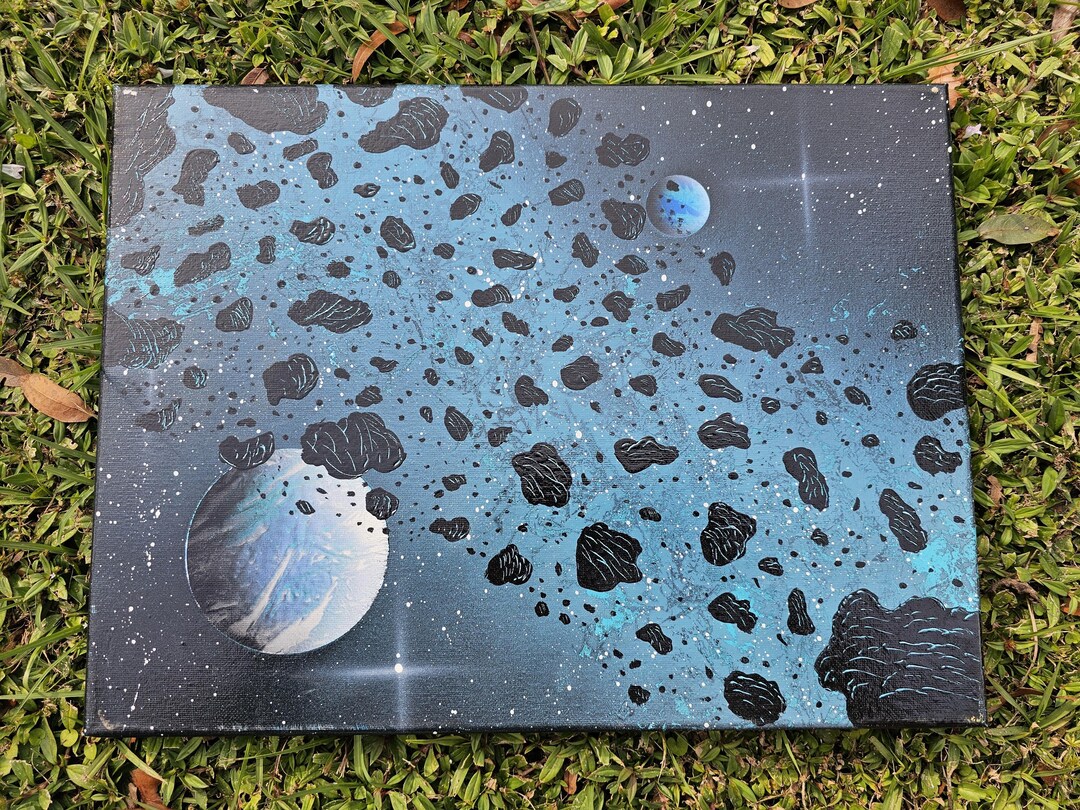Asteroid Storm! Original Spray Paint Space Art on Canvas - Etsy