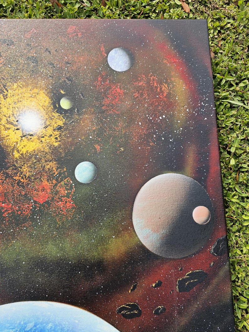 HUGE Asteroids and Planets Spray Paint Space Painting 24X30 - Etsy