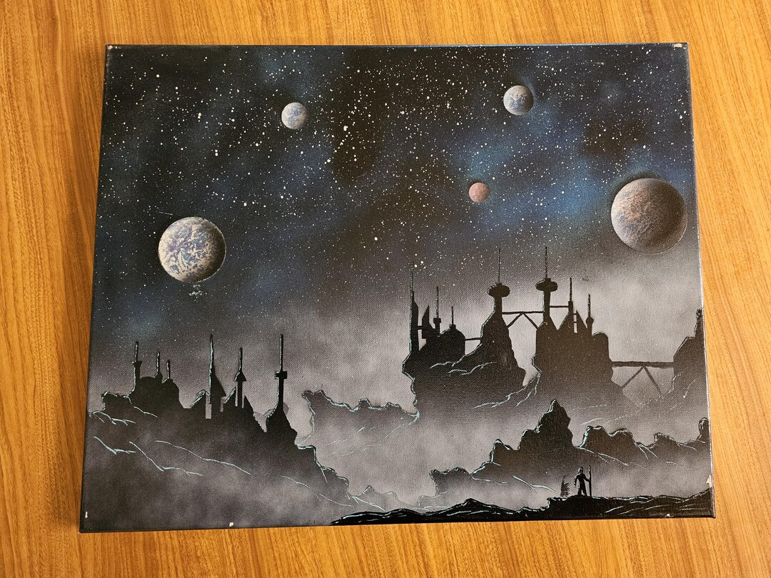 Moon Base Original Spray Paint Space Art - Etsy
