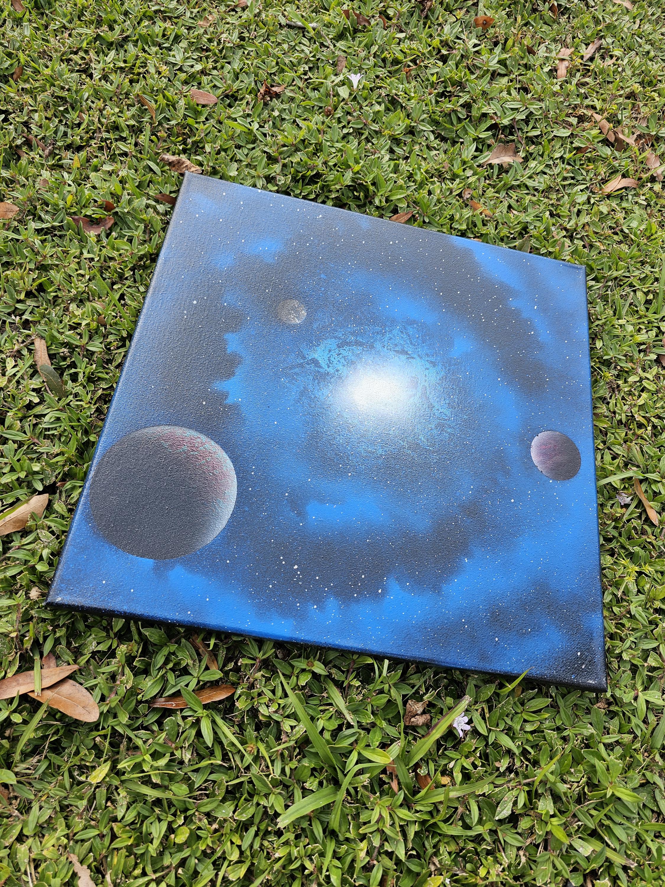 Blue Nebula Original Spray Paint Space Art on Canvas - Etsy