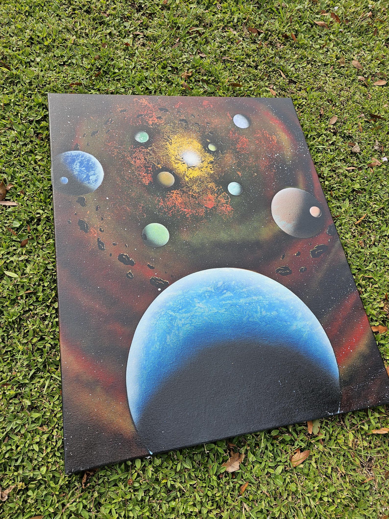 HUGE Asteroids and Planets Spray Paint Space Painting 24X30 - Etsy