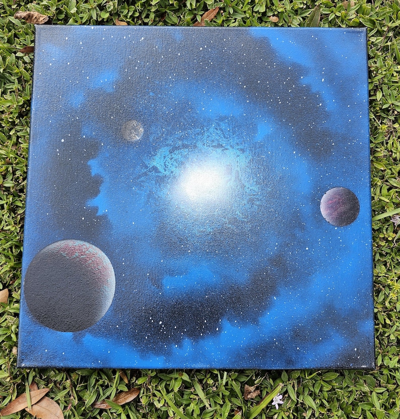 Blue Nebula Original Spray Paint Space Art on Canvas - Etsy