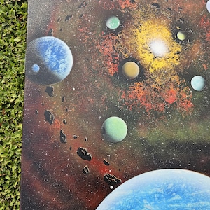 HUGE Asteroids and Planets Spray Paint Space Painting 24X30 - Etsy