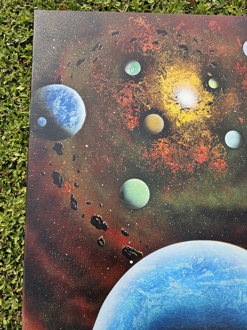 HUGE Asteroids and Planets Spray Paint Space Painting 24X30 - Etsy
