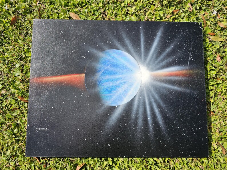 Planet With Starburst Original Spray Paint Art - Etsy