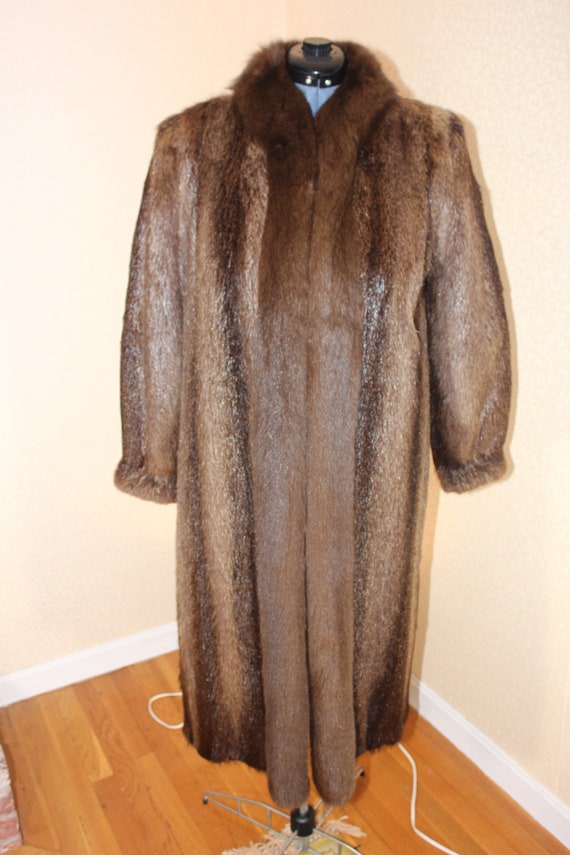 Natural Nutria Full Skin Coat With Fox Tuxedo Front | Etsy
