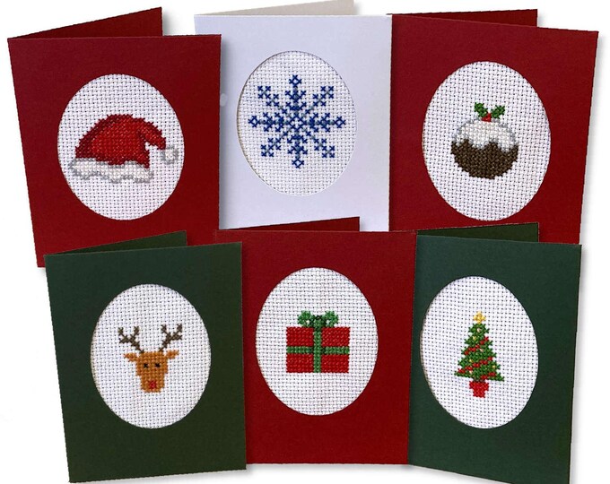 6 Cross Stitch Christmas Card Kits for Beginners - Quick Simple Pattern ...