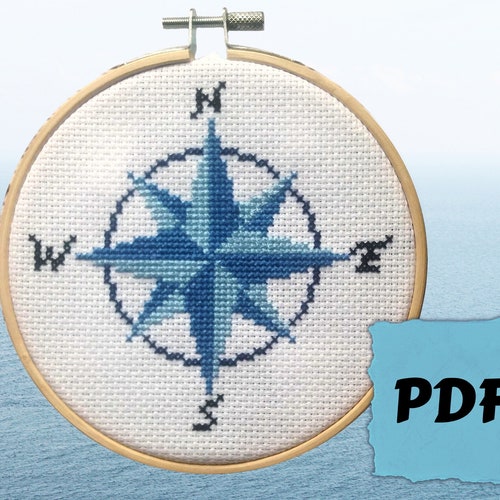 Compass Rose Cross Stitch Pattern Instant Download Simple - Etsy