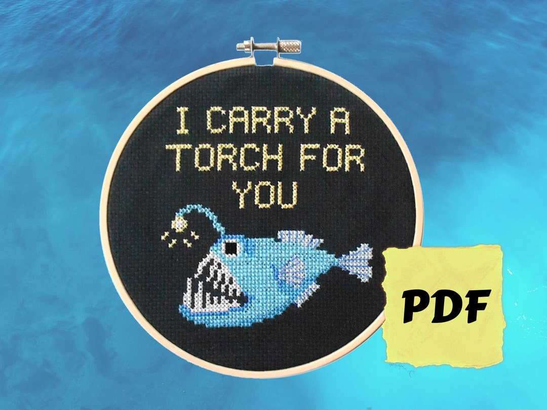 Anglerfish Cross Stitch Pattern PDF Instant Download - Funny Modern ...
