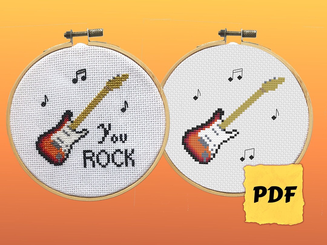 You Rock Cross Stitch Pattern PDF Instant Download - Electric Guitar ...