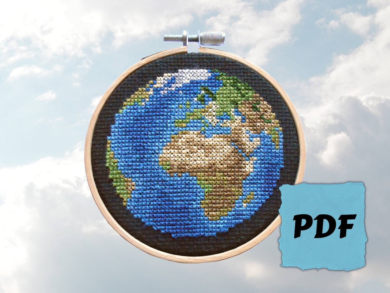 Planet Earth Cross Stitch Pattern PDF Instant Download - Europe/africa ...