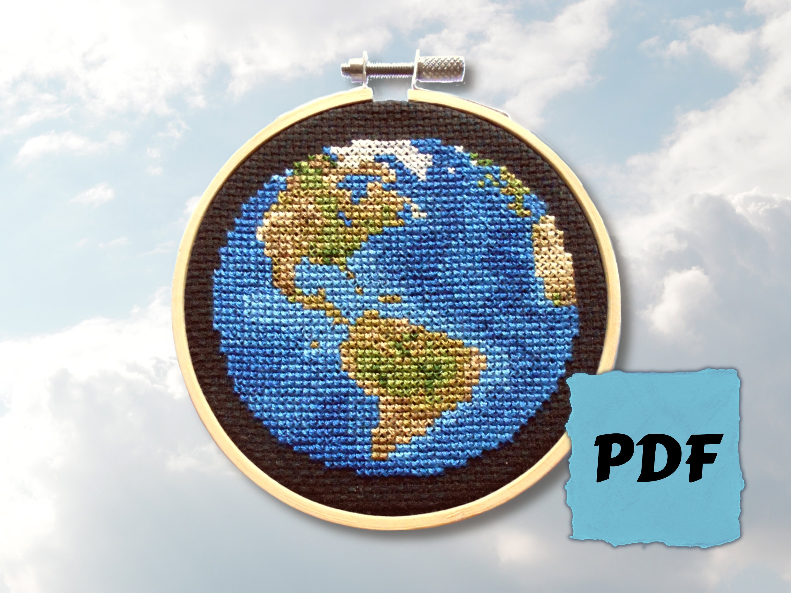 Planet Earth 3 Views Cross Stitch Patterns PDF Instant - Etsy