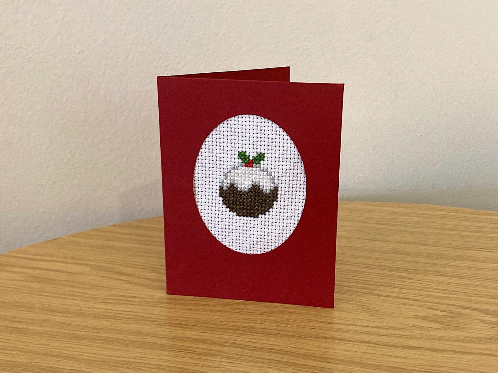 Christmas Pudding Cross Stitch Christmas Card Kit - Quick Simple ...